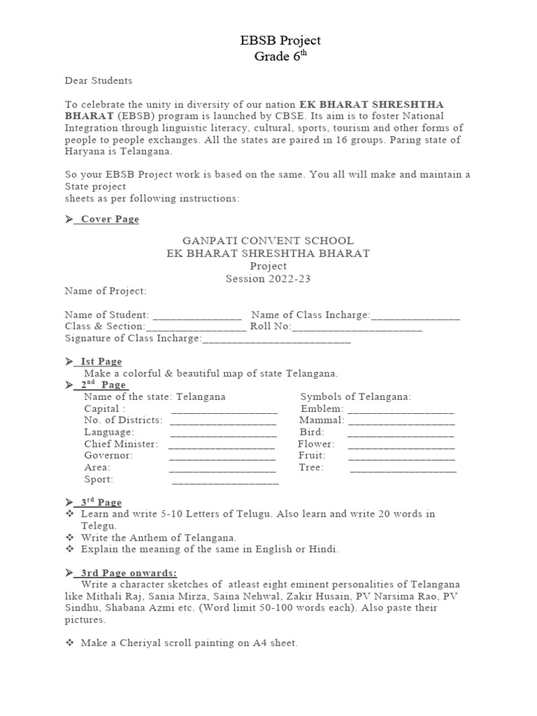 Telangana Project for EBSB Program | PDF | Foreign Language Studies