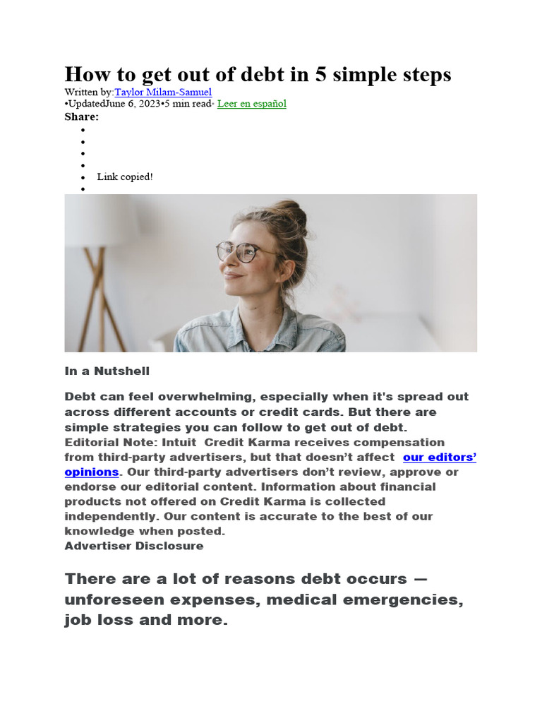 How to get out of debt in 5 simple steps | PDF | Debt | Interest