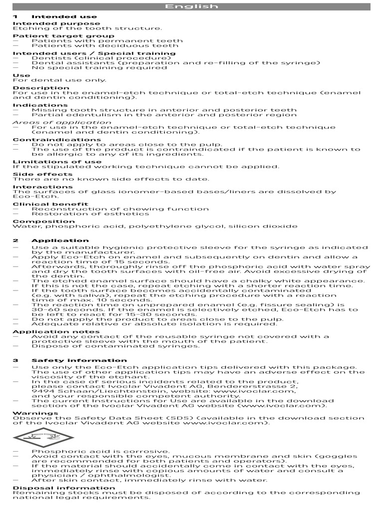 Eco-Etch 17spr Rev0 4sep23 | PDF | Human Tooth | Tooth Enamel