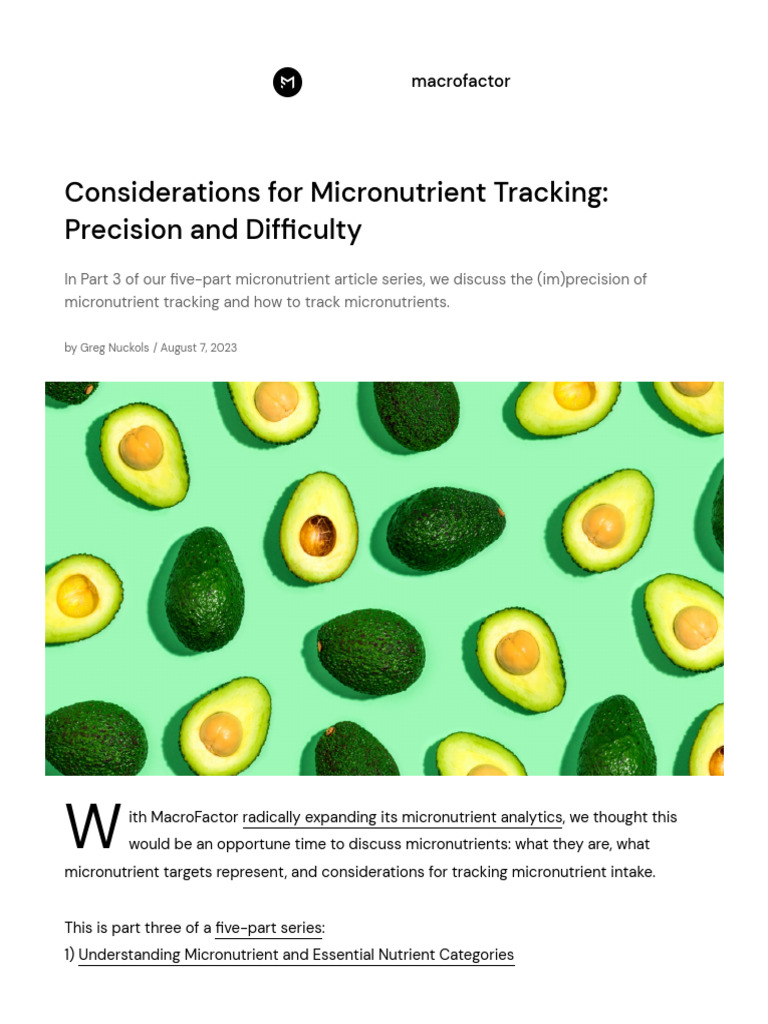 Considerations For Micronutrient Tracking - Precision and Difficulty ...