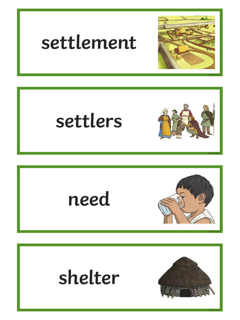 Somewhere To Settle Word Cards | PDF