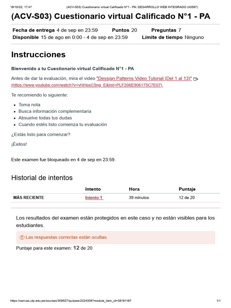 (ACV-S03) Cuestionario Virtual Calificado N°1 | PDF | Crecimiento personal y profesional