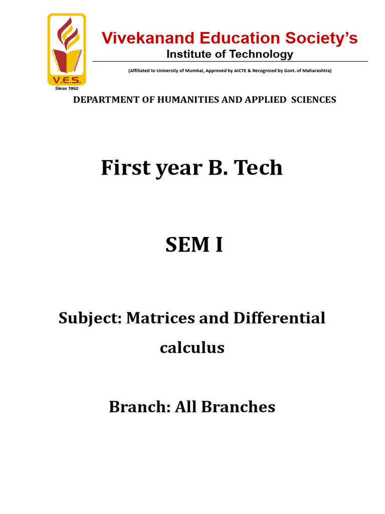 Matrices and Differential Calculus Syllabus | PDF | Equations | Matrix ...