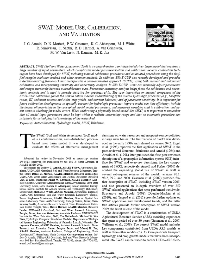 Swat Model Use Calibration And Validation Pdf Sensitivity Analysis