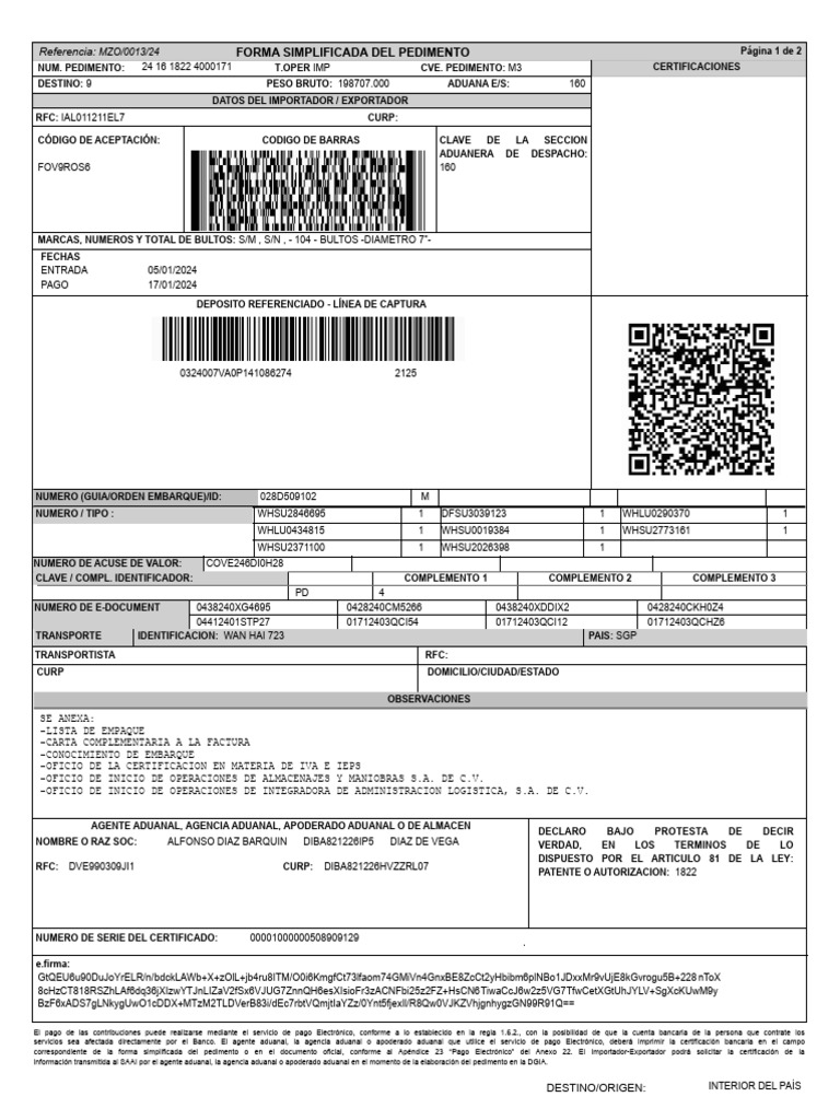 Forma Simplificada del Pedimento M3 | PDF | Business | Gobierno
