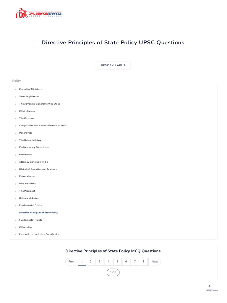 Directive Principles of State Policy UPSC Question, Directive ...