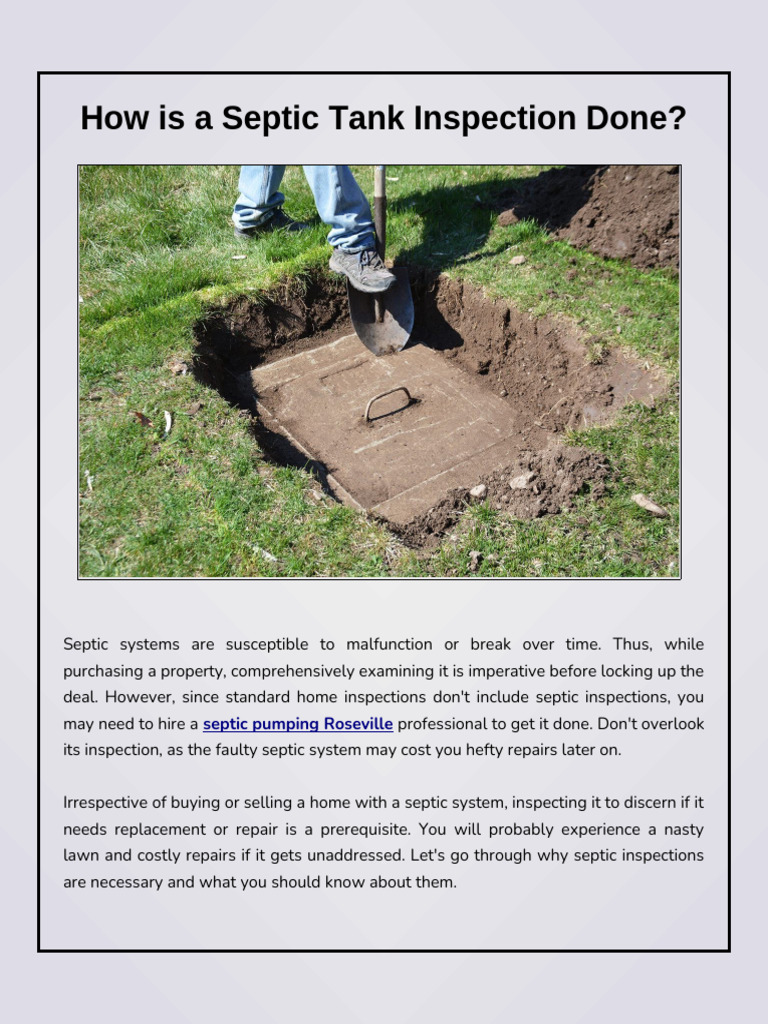 Septic Tank Inspection Checklist | Download Free PDF | Septic Tank