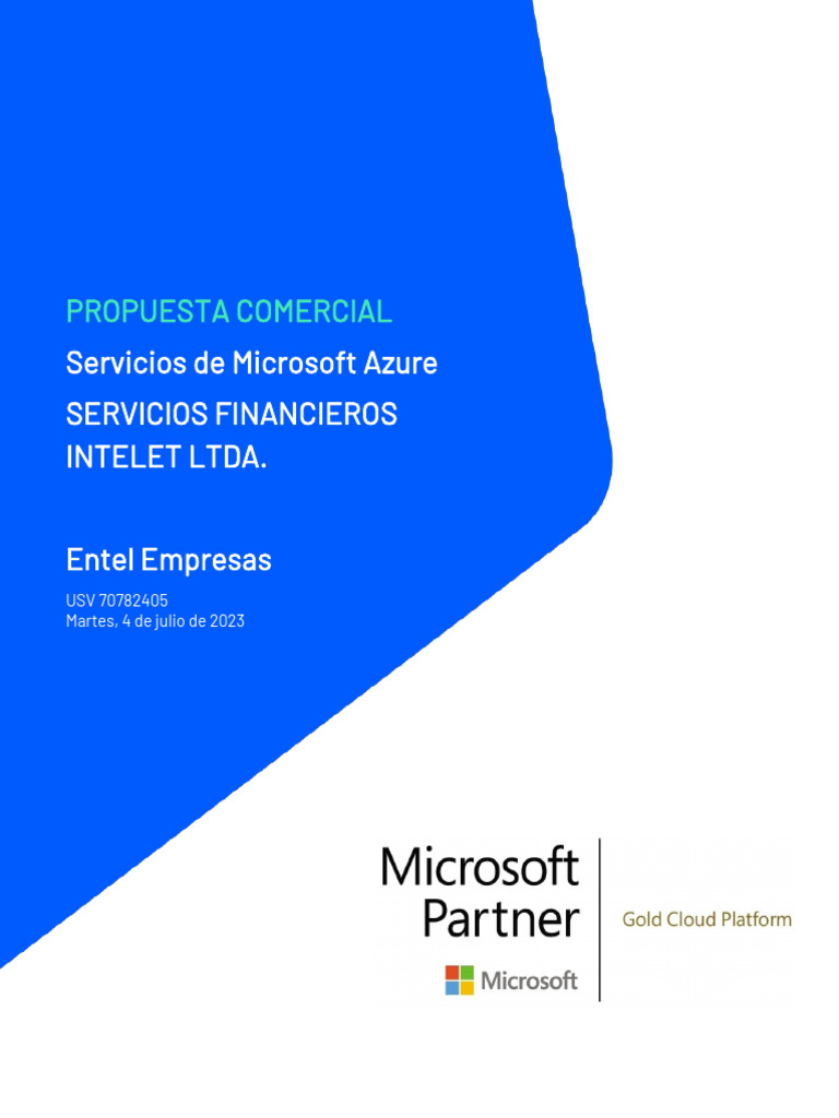 Propuesta Comercial Azure INTELETV3 A1 | PDF | Computación en la nube | Microsoft Azure