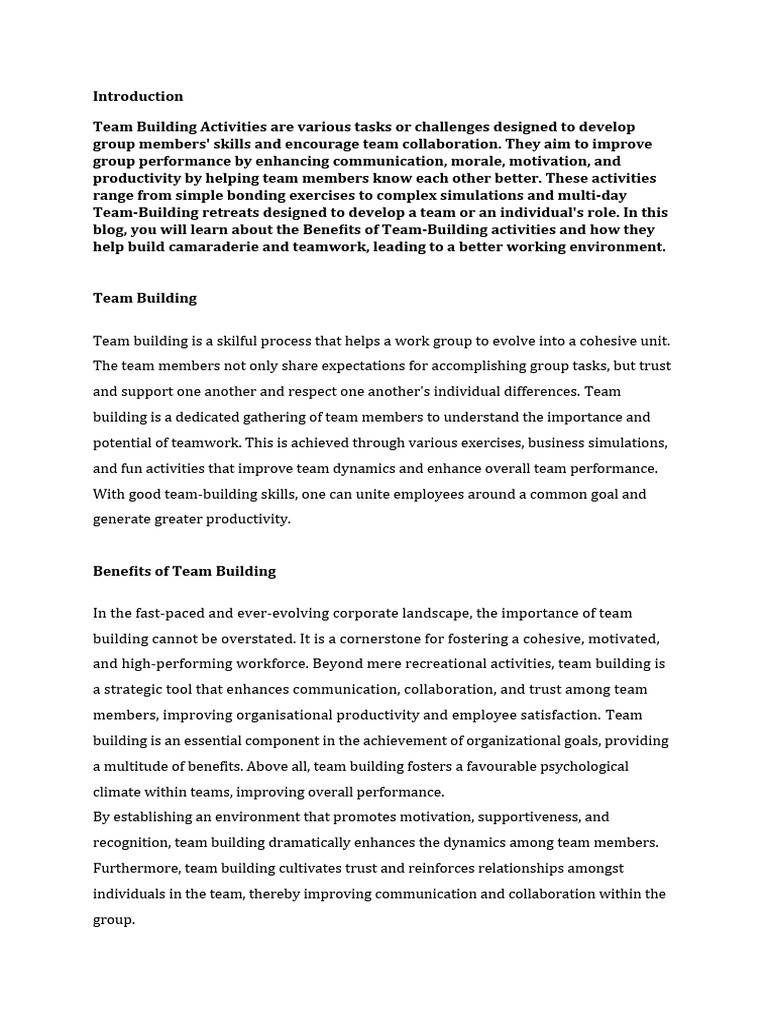 Team Building | PDF | Team Building | Leadership