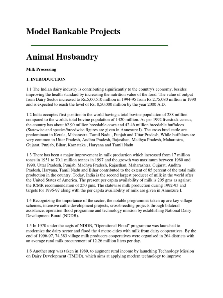Model Bankable Projects | PDF | Dairy | Milk
