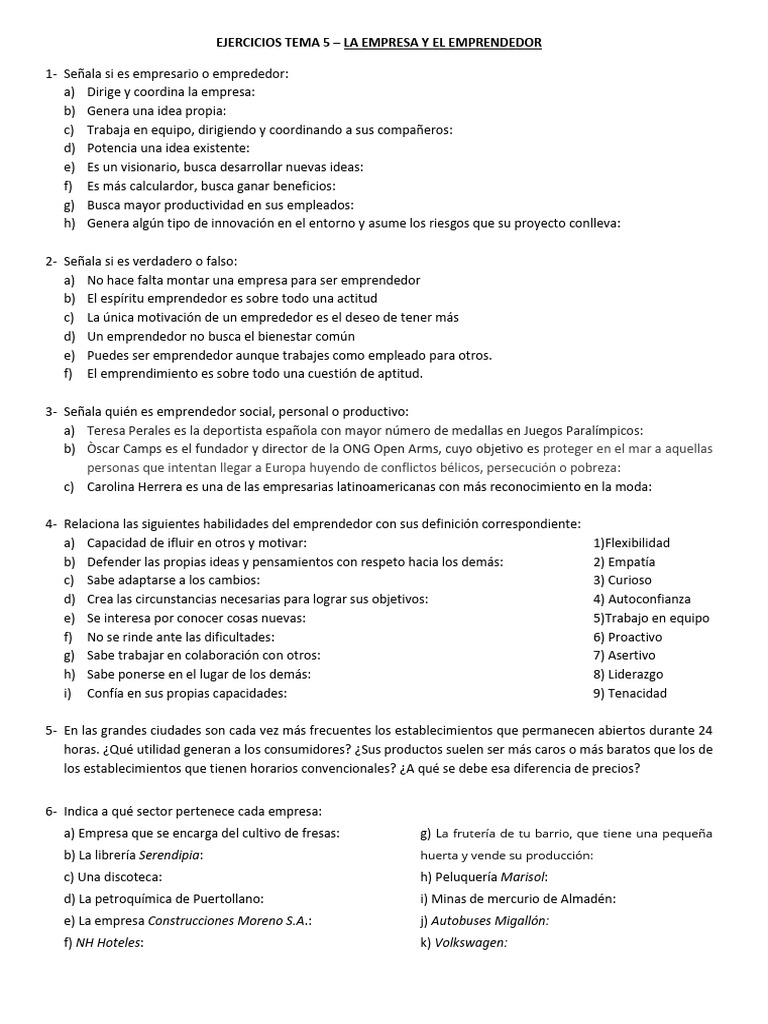 Ejercicios t.5 | PDF | Iniciativa empresarial | Business
