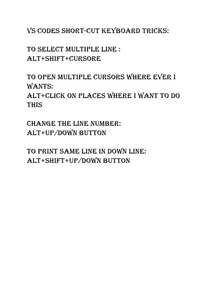 Vs Codes Keyboard Shortcut | PDF