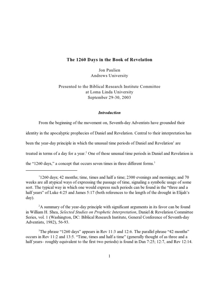 Understanding the 1260 Days Prophecy | PDF | Book Of Revelation | Book ...