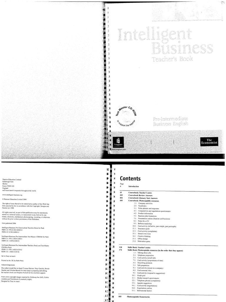 Intelligent Business Pre-Intermediate Teacher's Book | PDF