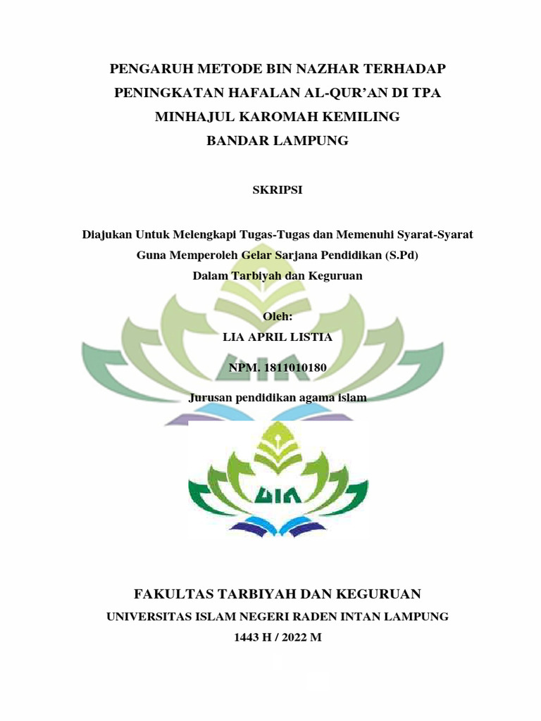 Pengaruh Metode Bin Nazhar pada Hafalan Al-Qur'an | PDF | Karier ...