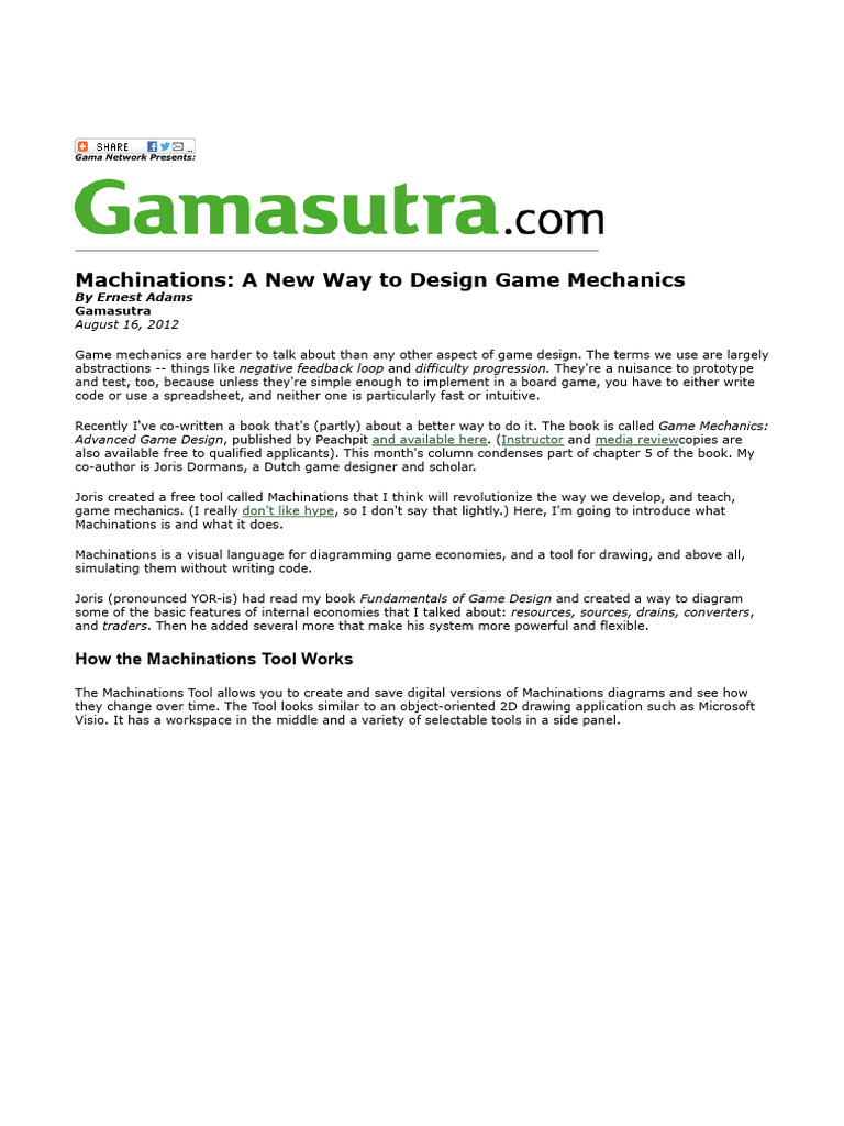Machinations, A New Way To Design Game Mechanics | PDF | Percentage