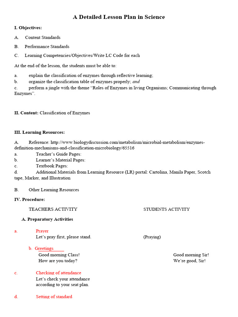 Enzyme Classification Lesson Plan | PDF | Redox | Chemical Reactions