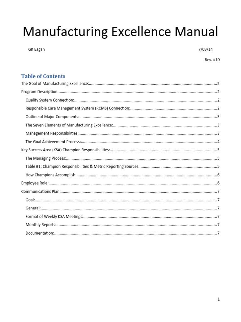 Manual de Manuf Excel | PDF | Goal | Quality Management System