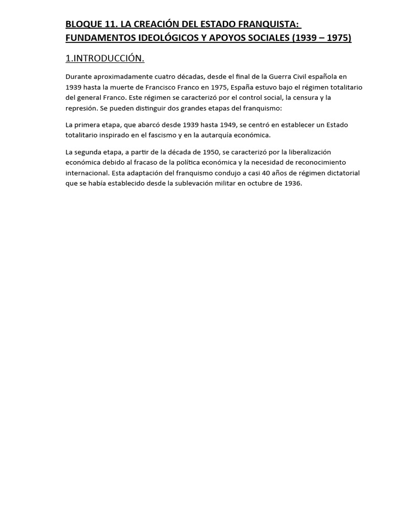 2o Examen Hist España 3er TR (Incompleto) | PDF | España franquista | Francisco franco