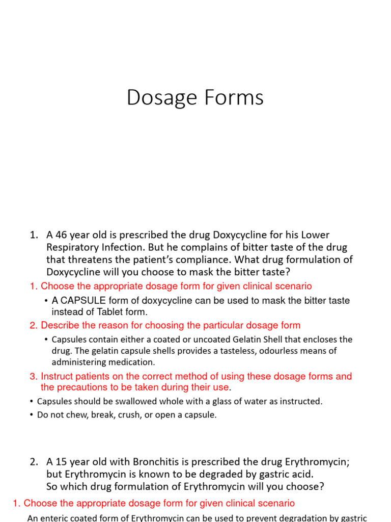 Choosing the Right Dosage Form | PDF | Tablet (Pharmacy ...