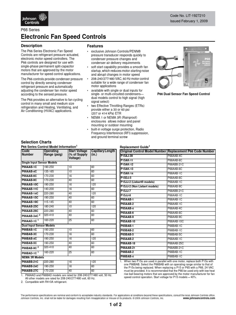 Fan Speed Controls Product Sheet | PDF | Alternating Current | Manufactured Goods