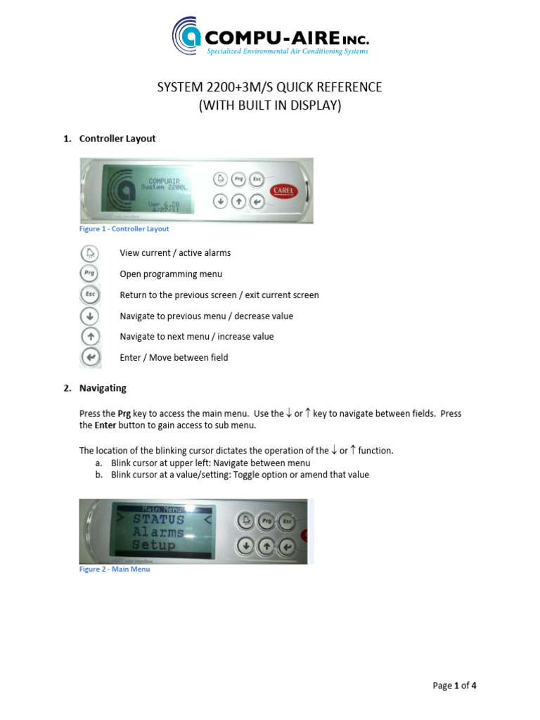 PCO3 InternalLCD QuickReference | PDF | Menu (Computing) | Cursor (User Interface)