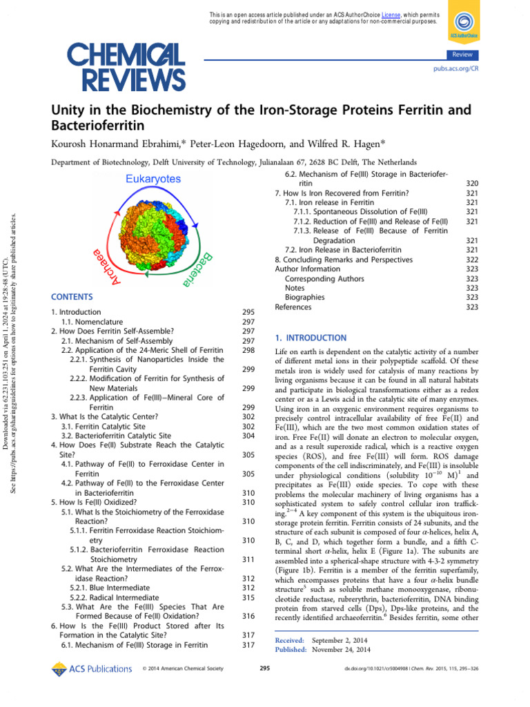 Honarmand Ebrahimi Et Al 2014 Unity in The Biochemistry of The Iron ...