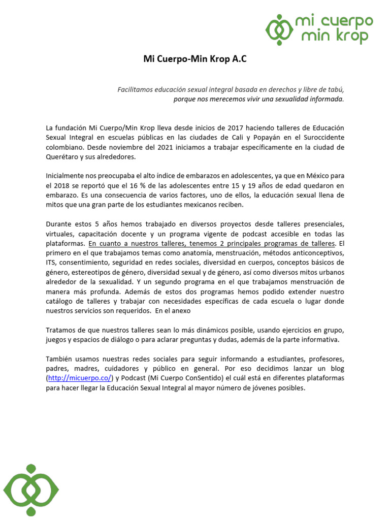 Mi Cuerpo Min Krop México-Temario | PDF | Género | Estudios de género