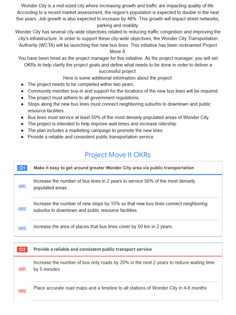 Project Move It OKRs | PDF | Public Transport | Economies