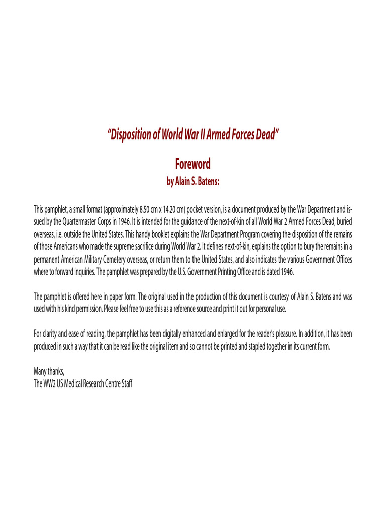 WWII Armed Forces Dead Disposition Guide | PDF