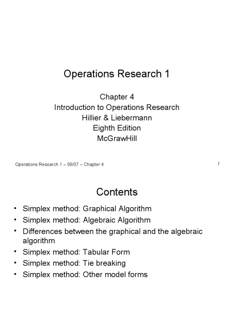 Operations Research 1: Introduction To Operations Research Hillier ...