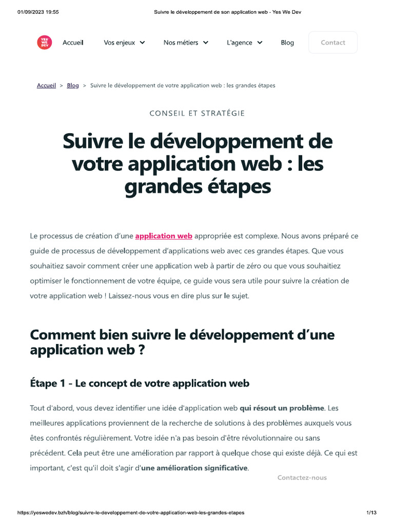 Suivre Le Développement de Son Application Web - Yes We Dev | PDF ...