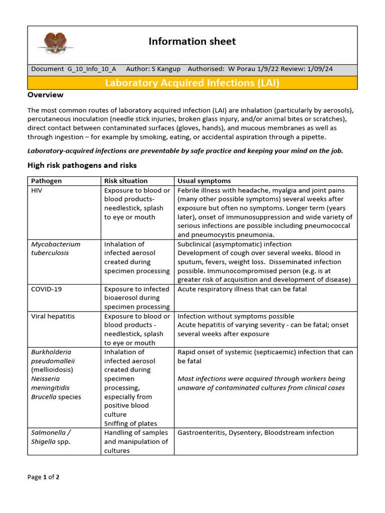 G 10 Info 10 A Lab Acq Infections 1sep22 | PDF | Infection | Epidemiology