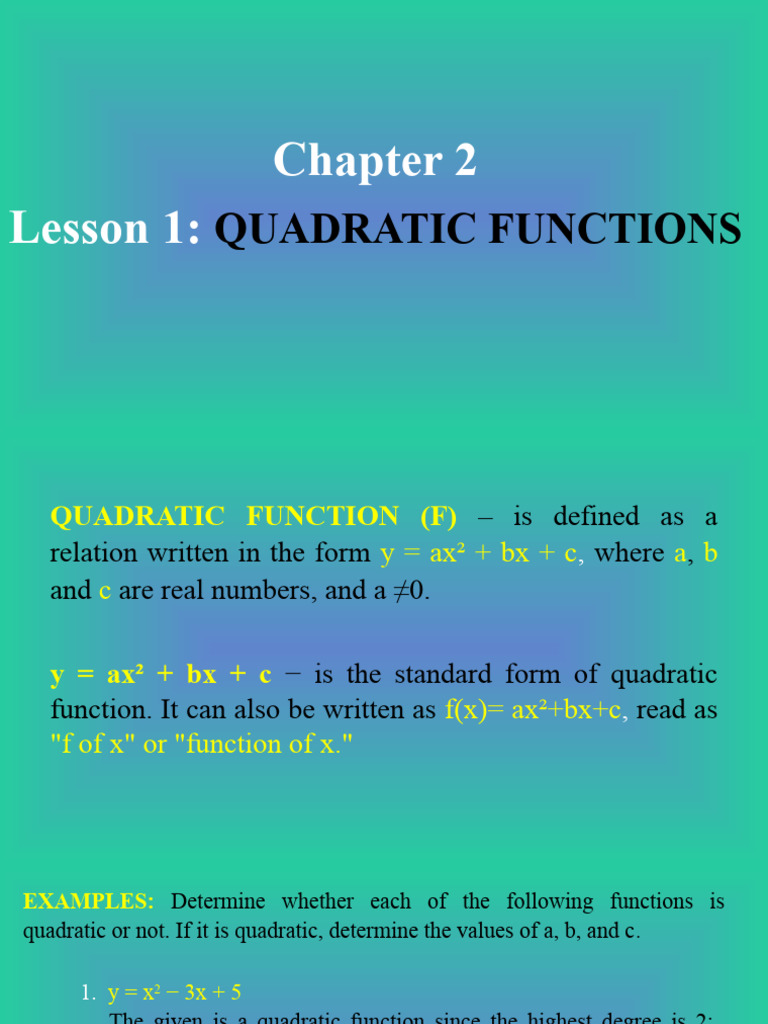 Quadratic Functions | PDF | Equations | Mathematical Analysis