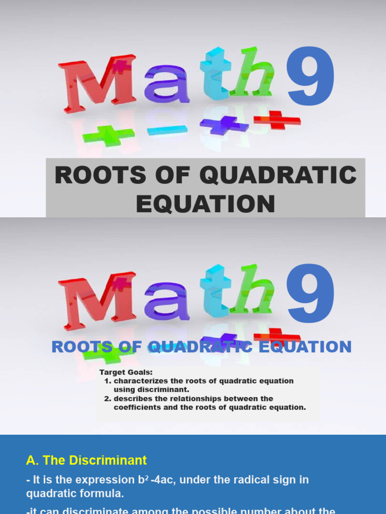 Roots of Quadratic Equation | PDF | Quadratic Equation | Equations