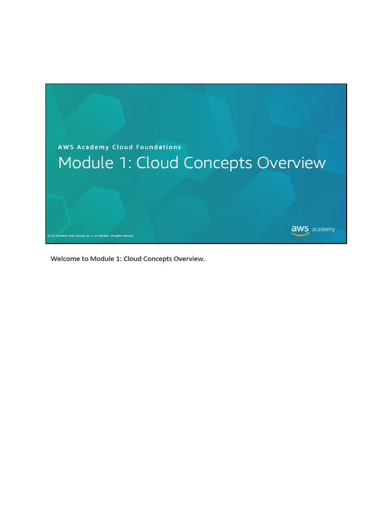 AcademyCloudFoundations Module 01 | Download Free PDF | Cloud Computing | Amazon Web Services