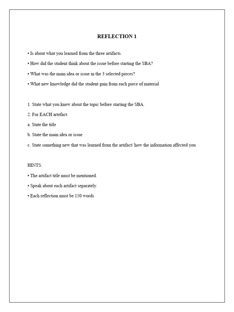 English A Sba Reflections Guide CXC | PDF