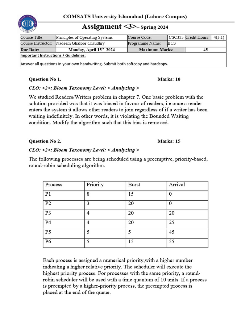 A3 Statement | PDF | Scheduling (Computing) | Applied Mathematics