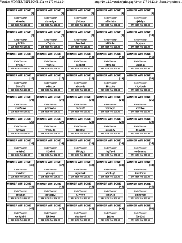 Winner WiFi Zone Voucher Codes | PDF | Computers