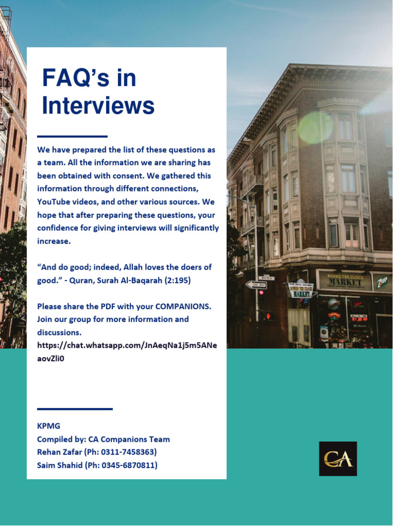 KPMG Interview FAQ Guide | PDF | Audit | Accounting