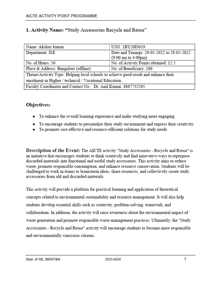 Akshay AICTE Report 2024 | Download Free PDF | Menstruation