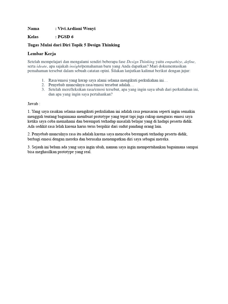 T5-2 Mulai Dari Diri - Refleksi | PDF | Pengembangan Diri