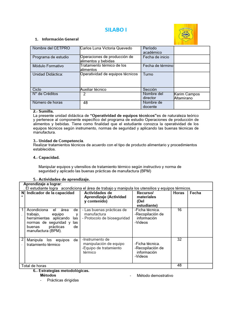 Sìlabo de Opera - de Produc. - Módulo I-II | PDF | Evaluación | Plan de estudios
