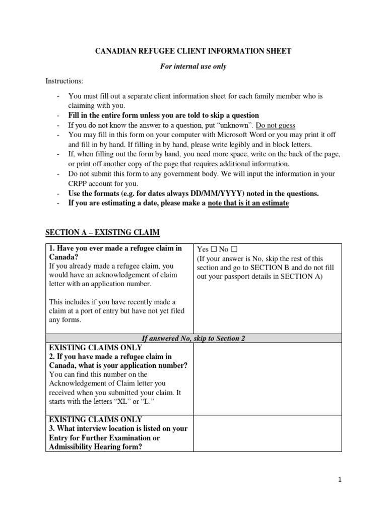 Refugee Client Iformation Sheet | Download Free PDF | Travel Visa ...