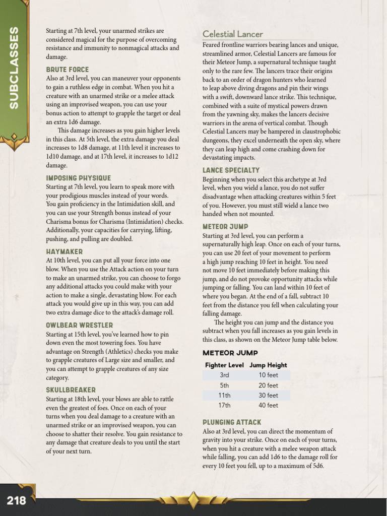 Celestial Lancer Fighter Class Guide | PDF