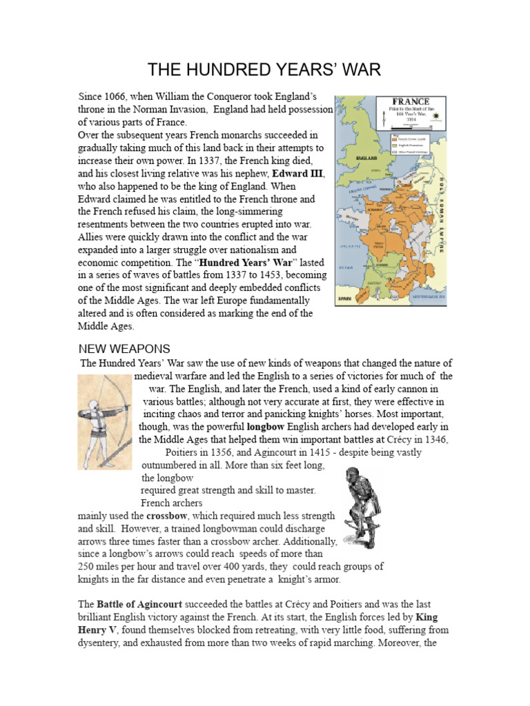 The Hundred Years' War: New Weapons | PDF | Joan Of Arc | Warfare Of ...