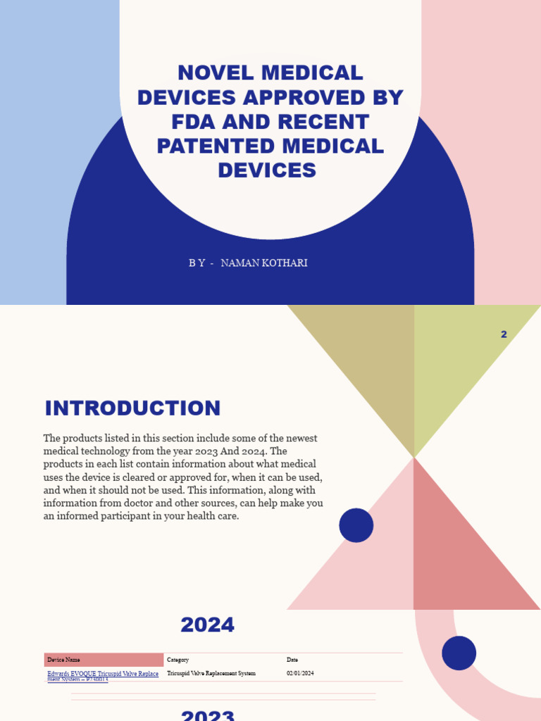Novel Medical Devices Approved by Fda and Recent | PDF | Cancer | Heart