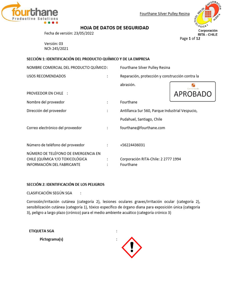 Fourthane Silver Pulley Resina - Fourthane - FDS | PDF | Agua