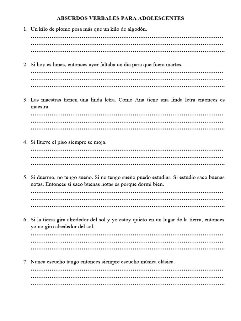 Absurdo Verbal para Adolescentes | PDF