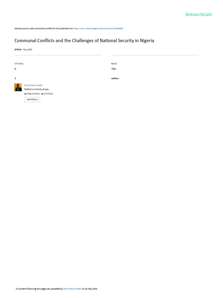 Communal Conflict and Challenges of Insecurity in Nigeria | PDF | Nigeria